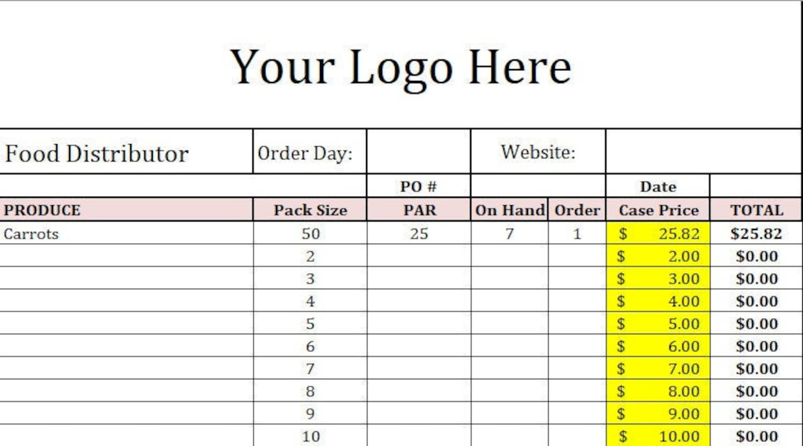Excel Template Restaurant Order Guide and Inventory Sheet - Etsy