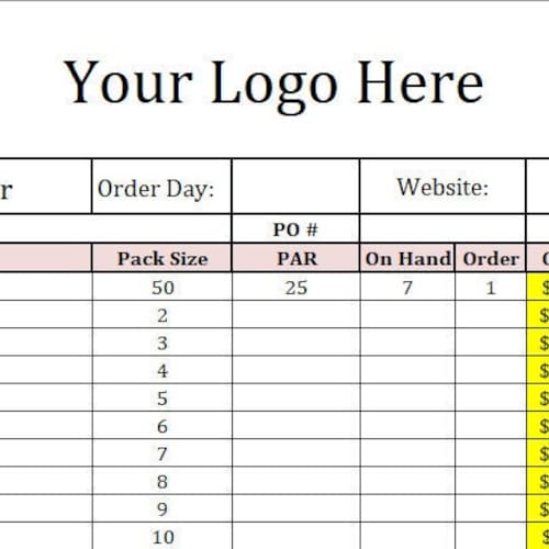 Excel Template Restaurant Order Guide and Inventory Sheet - Etsy