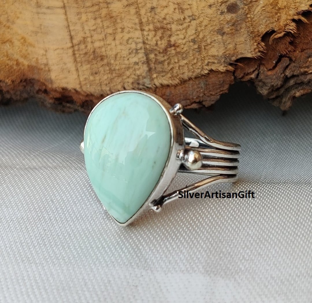 Variscite Ring, 925 Sterling Silver Ring, Pear Shape Ring , Handmade ...