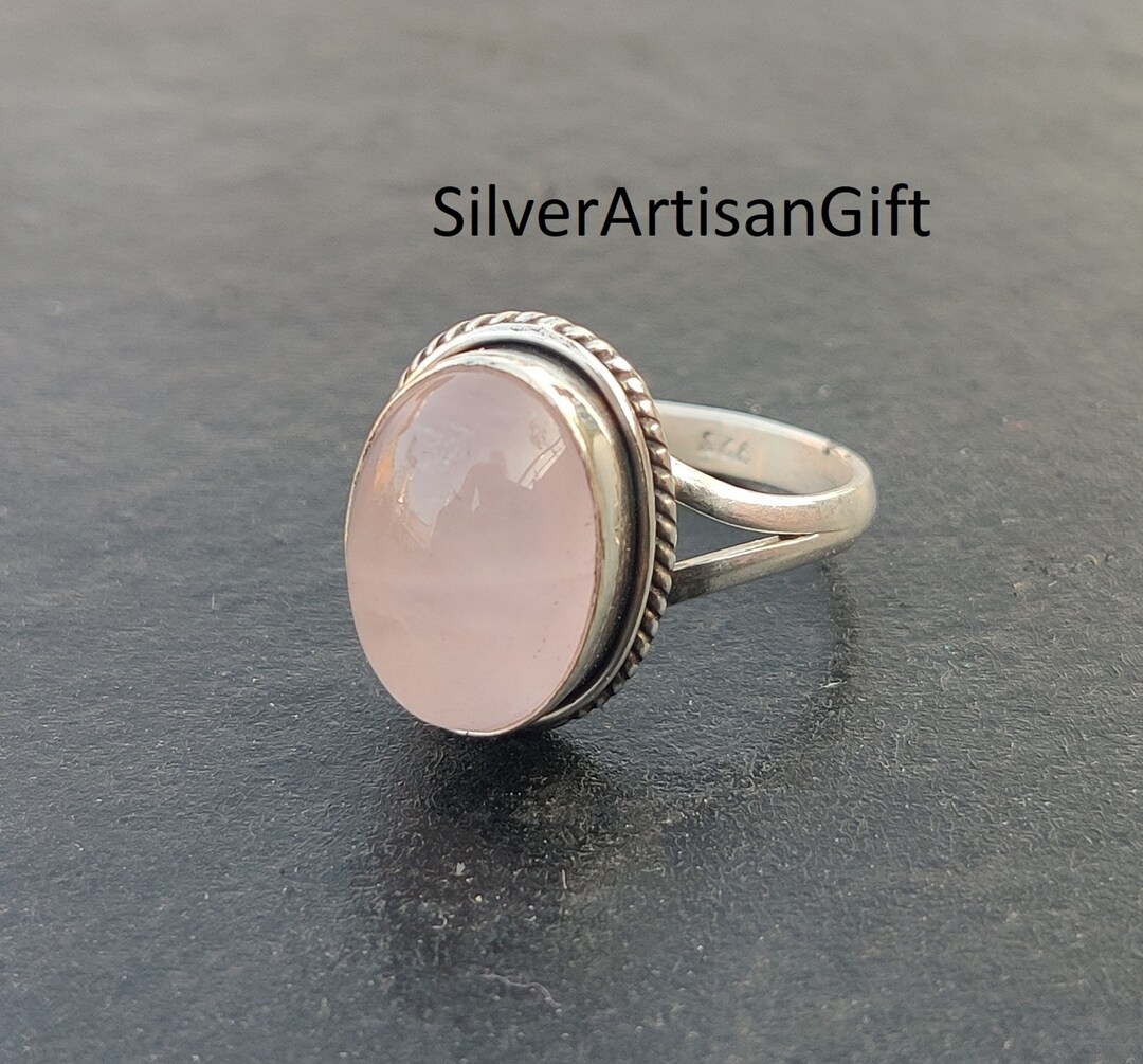 Natural Rose Quartz Ring , 925 Sterling Silver Ring , Handmade Ring ...