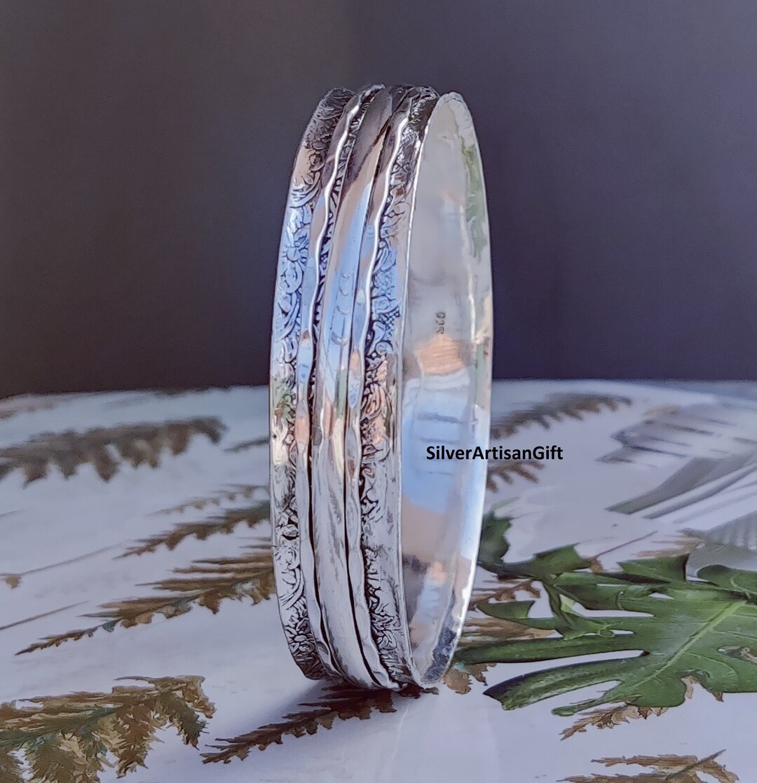 Silver Spinning Bangles, Statement Bangles, Women Bangles, 925 Sterling ...
