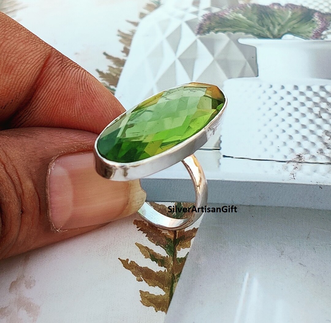 Peridot Ring , Big Gemstone Ring ,925 Sterling Silver Ring , Handmade ...