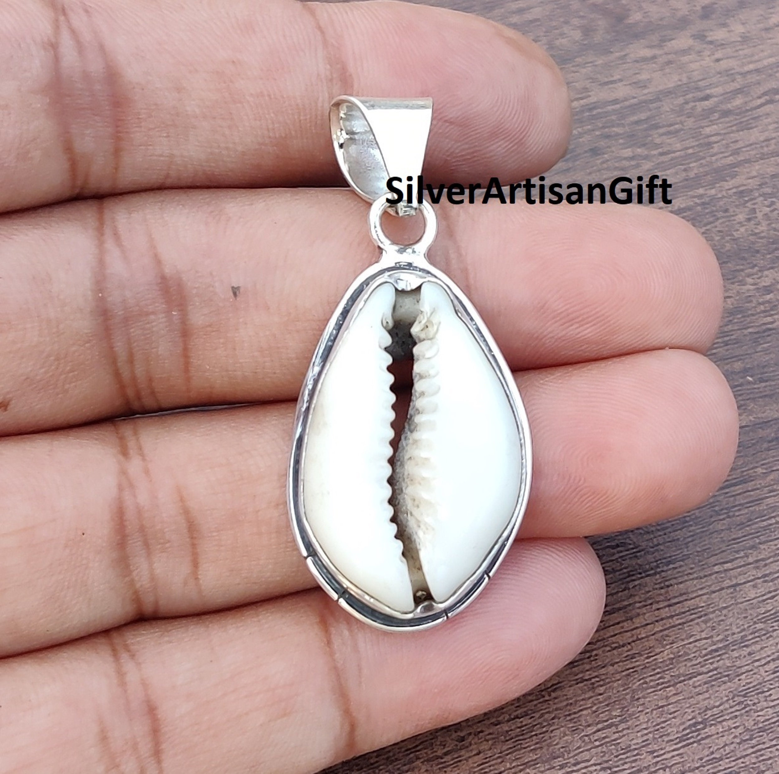 Sterling Silver Cowrie Shell Pendant: Handmade Women's Jewelry - Etsy UK
