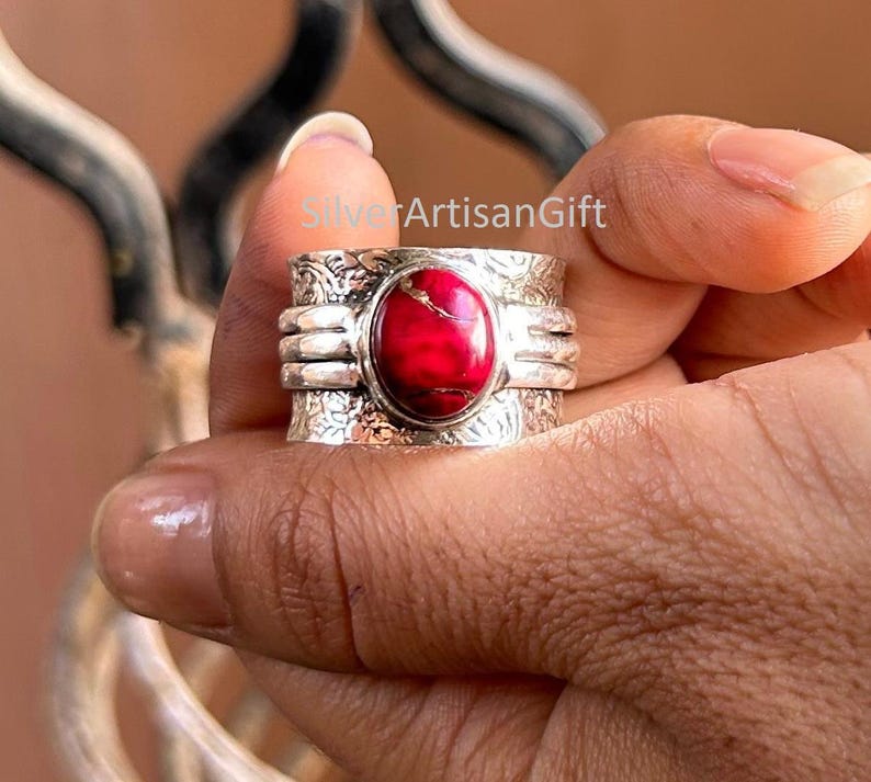 Red Jasper Gemstone Ring Handmade 925 Sterling Silver Bohemian or ...