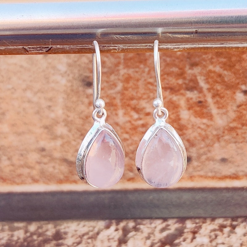 Earrings Drop Rose Quartz - Etsy