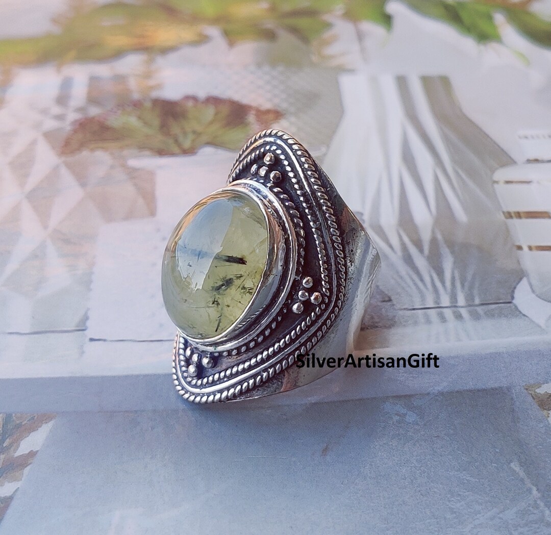 Prehnite Ring Gemstone Ring Handmade Ring 925 Silver Ring - Etsy