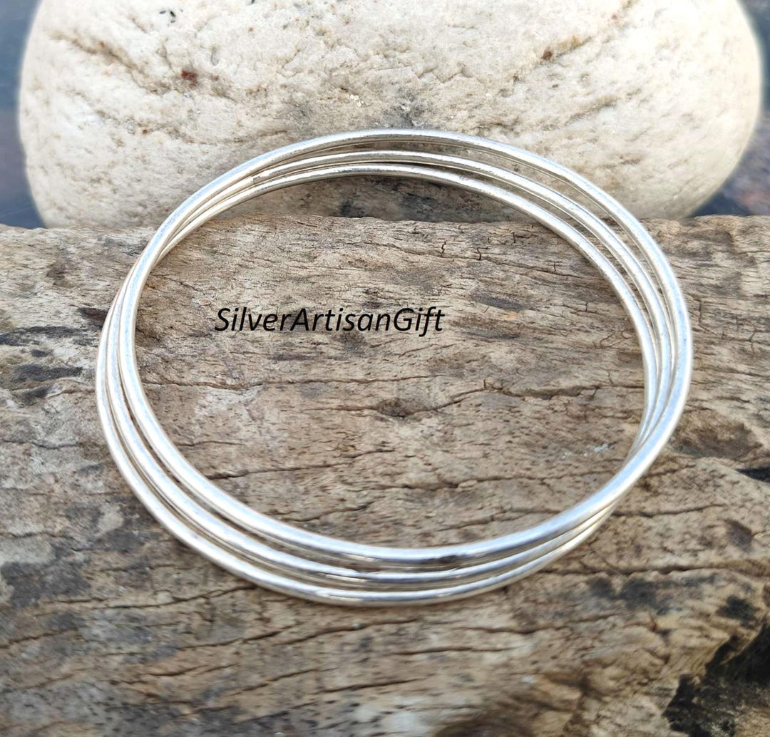 Solid 925 Sterling Silver, 3 Set of Bangle, Designer Bangle Handmade Bangle Best Bangle ...