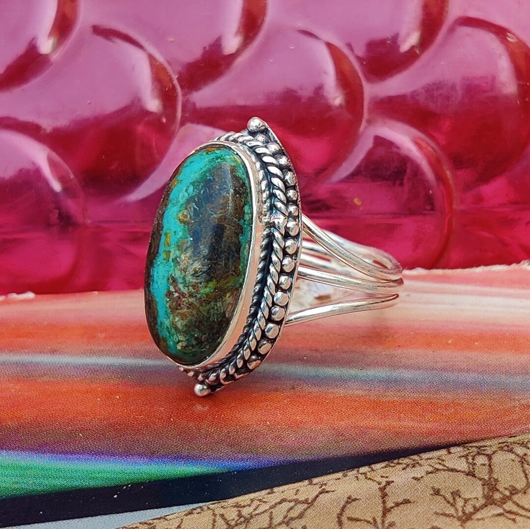 Tibetan Turquoise Oval Shape Silver Ring | 925 Sterling Solid Silver ...
