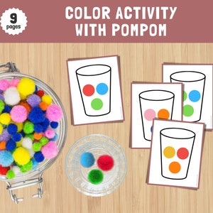Color Activity With Pompoms, Fine Motor Activities for Toddlers and ...