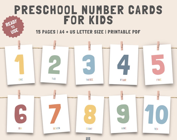 Number Flash Cards 1-10, Count to 10, Preschool Counting Flash Cards ...