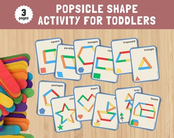 Popsicle Sticks Activity for Toddlers. Popsicle Sticks Shapes Game ...