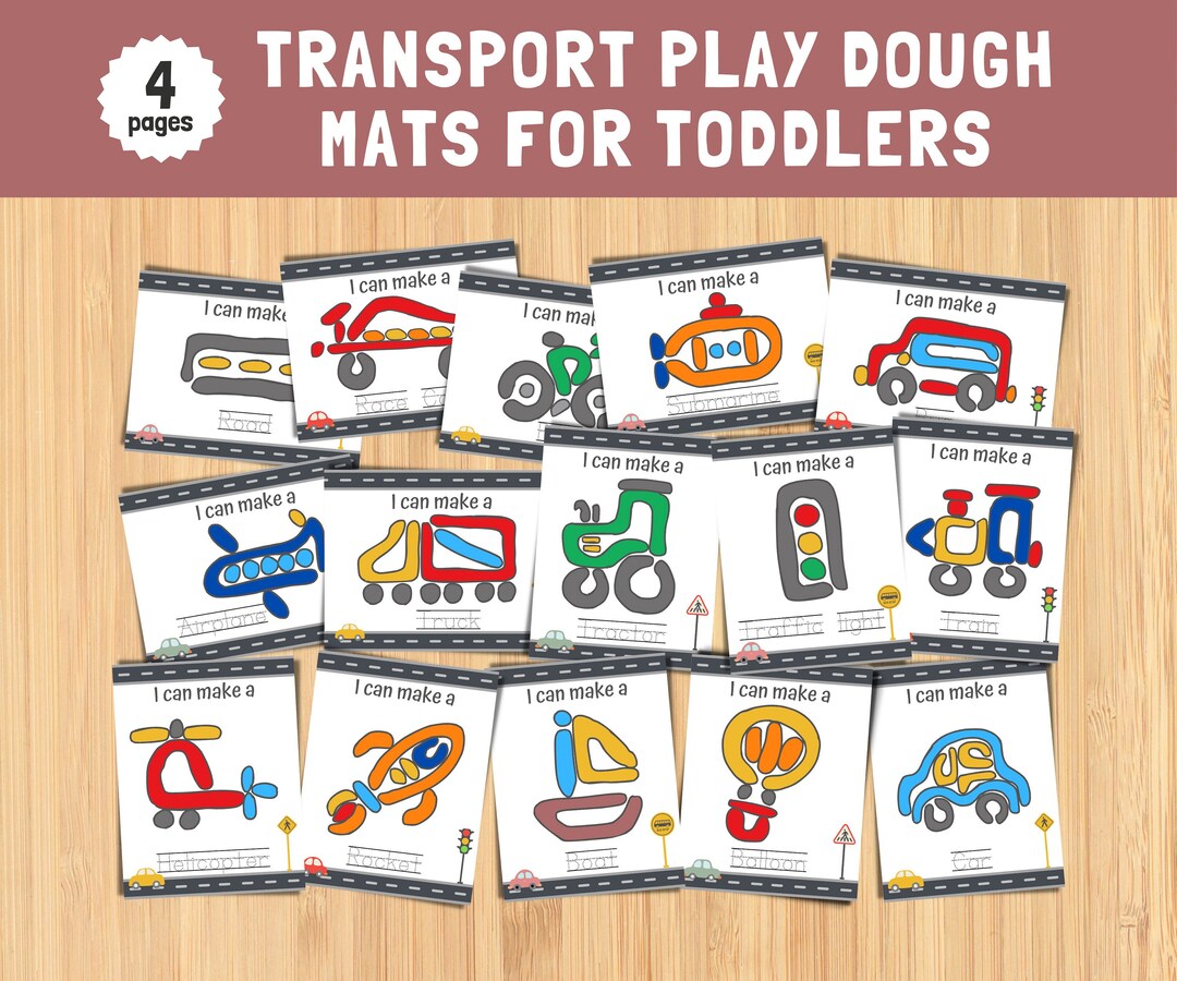 Transport Playdough Mats, Printable Toddler, Preschool Educational ...