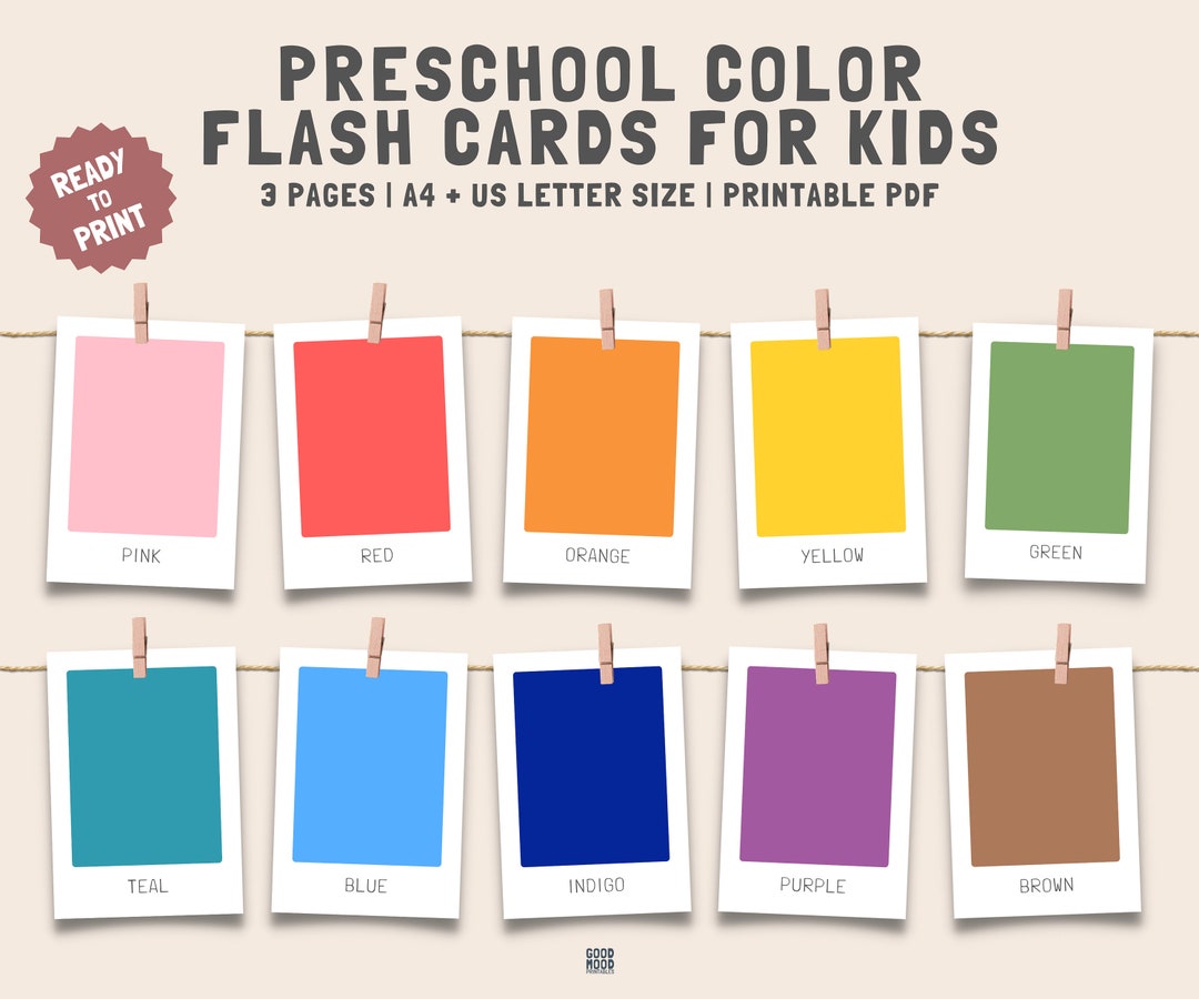 12 Color Cards, Color Names Flashcards, Montessori Flashcards ...