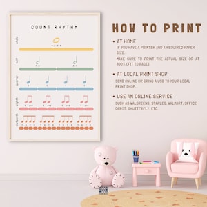 Counting Rhythm Poster, Music Note Value, Music Classroom Poster ...