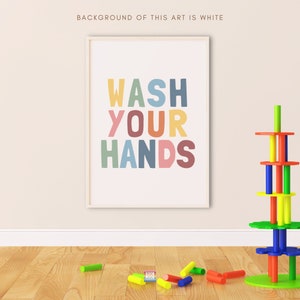 Wash Your Hands Sign, Bathroom Poster, Printable Wall Art, Montessori ...
