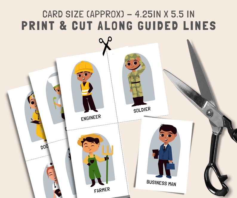 Professions Flash Cards, Montessori Cards, Flash Cards, Nomenclature ...