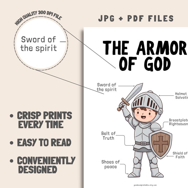 The Armor of God Poster for Kids, Preschool Classroom Decor, Christian ...