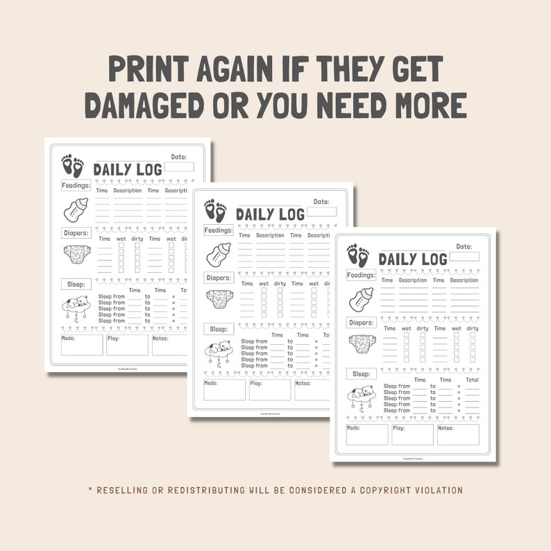 Infant Daily Log Printable & Fillable Baby Daily Log Baby - Etsy