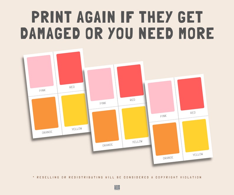 12 Color Cards Color Names Flashcards Montessori Flashcards - Etsy
