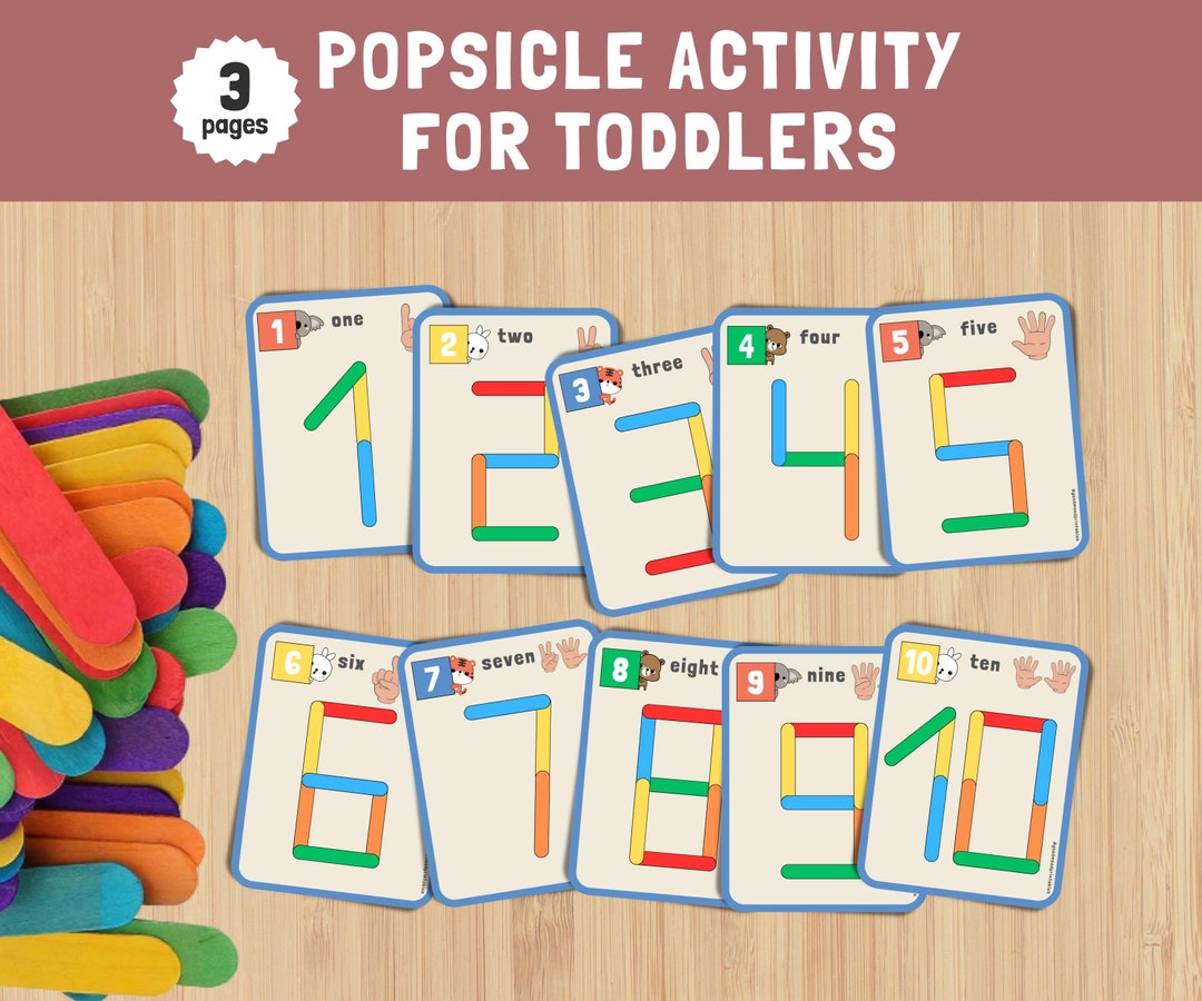 Popsicle Sticks Numbers Activity, Game for Toddlers, Montessori ...