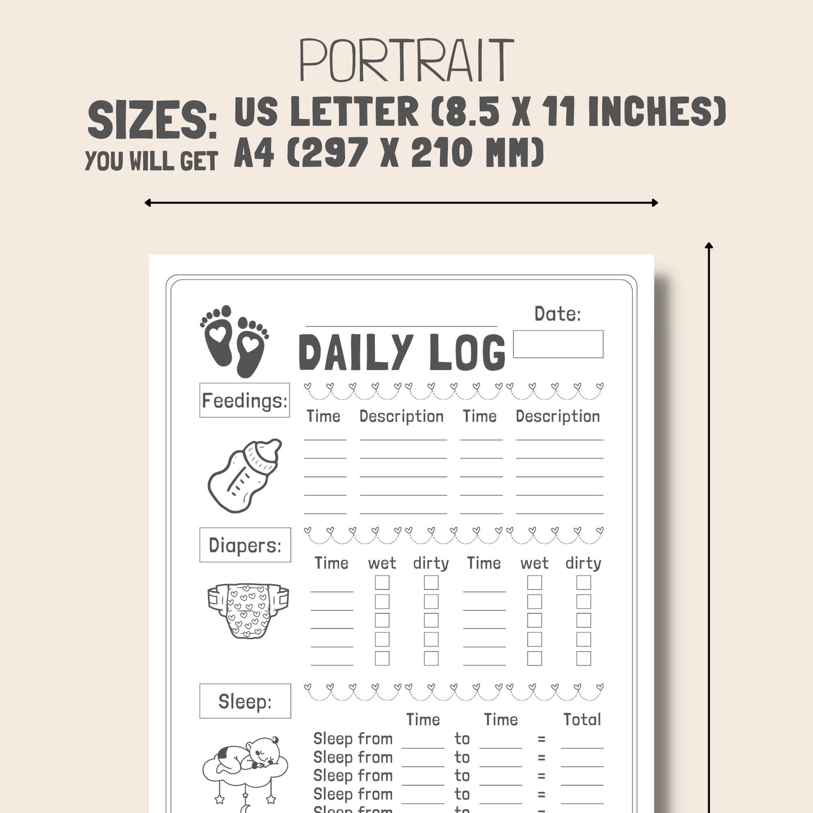 Infant Daily Log Printable & Fillable, Baby Daily Log, Baby Care ...