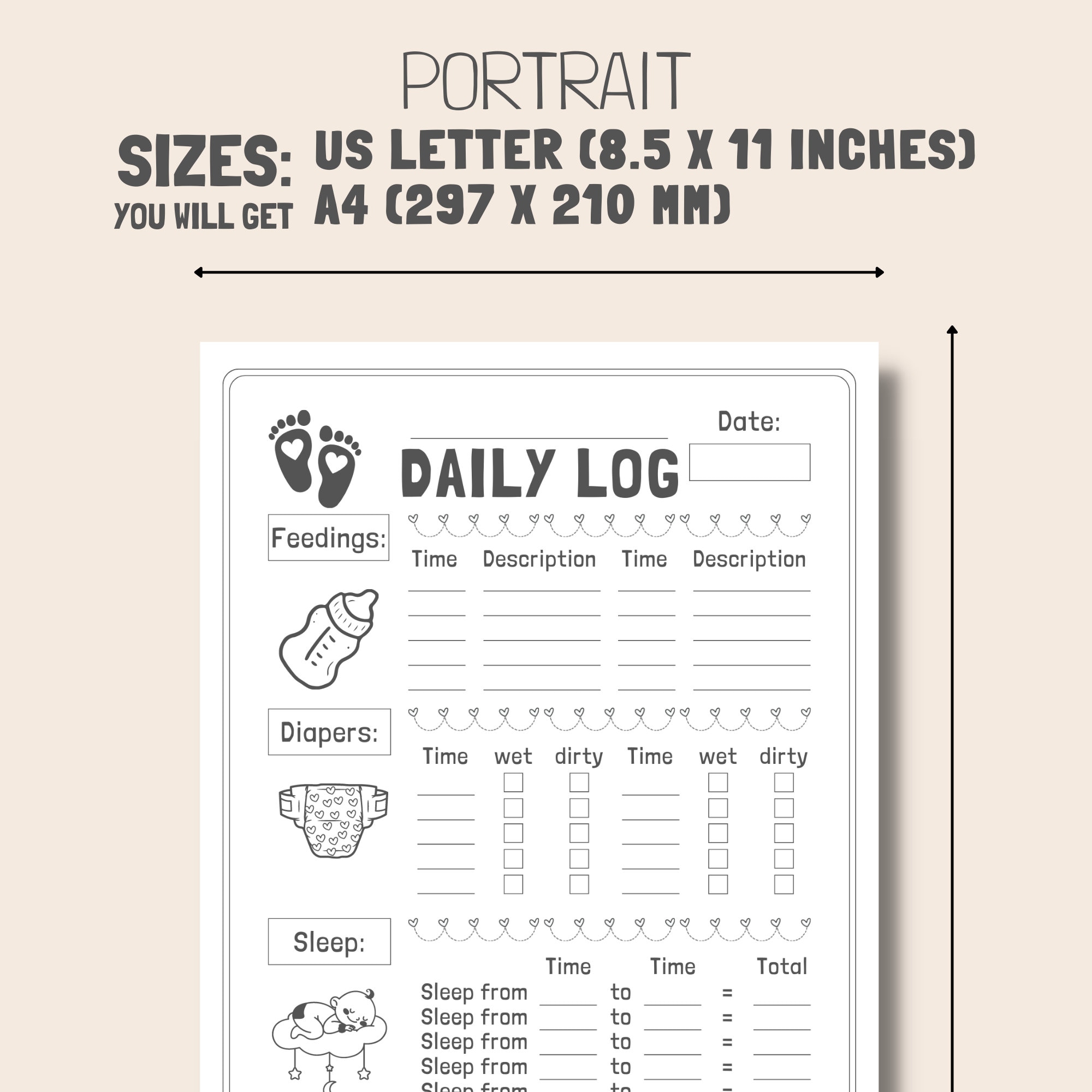 Infant Daily Log Printable & Fillable, Baby Daily Log, Baby Care ...