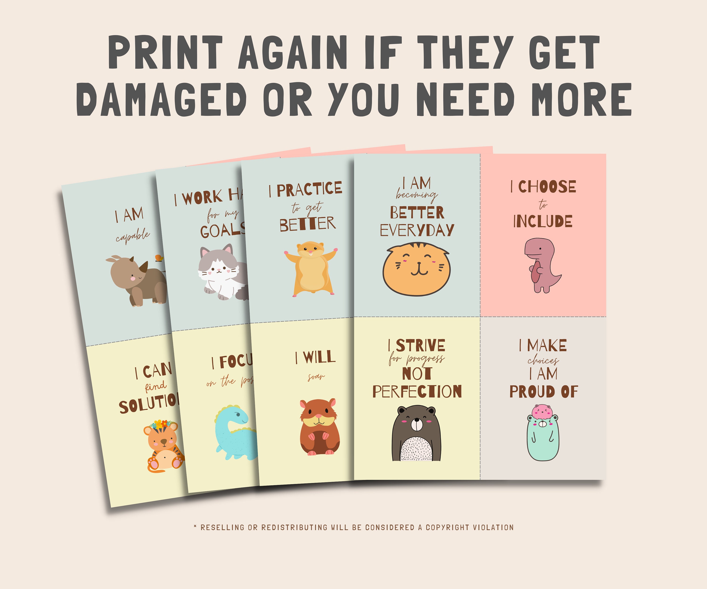 60 Affirmation Cards for Kids, Motivational Cards, Digital Download ...