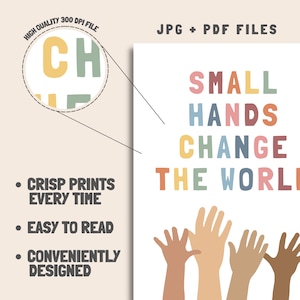 Change the World Poster, Small Hands Change the World, Kids Classroom ...