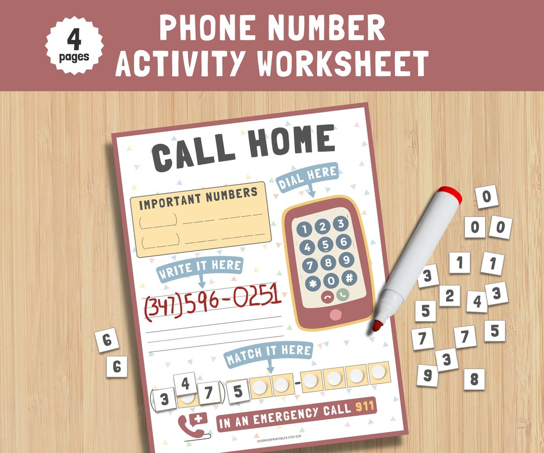 Phone Number Activity Worksheet, Busy Book Printable, Writing Practice ...