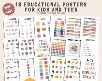 Set of Educational Posters, Montessori Classroom Decor,educational ...