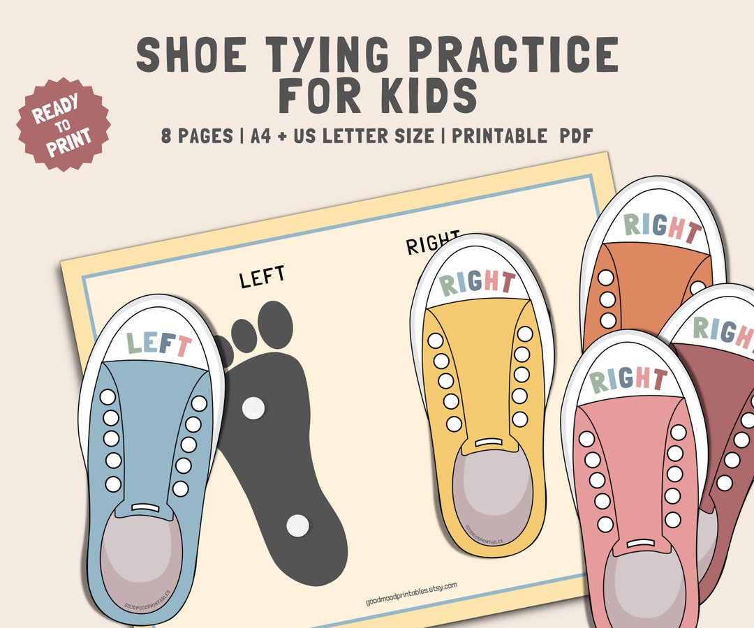 Shoe Tying Practice for Kids, Tie Shoe Laces, Busy Book Activity Pages ...