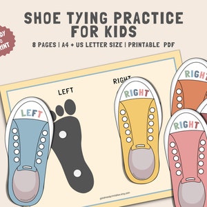Shoe Tying Practice for Kids, Tie Shoe Laces, Busy Book Activity Pages ...