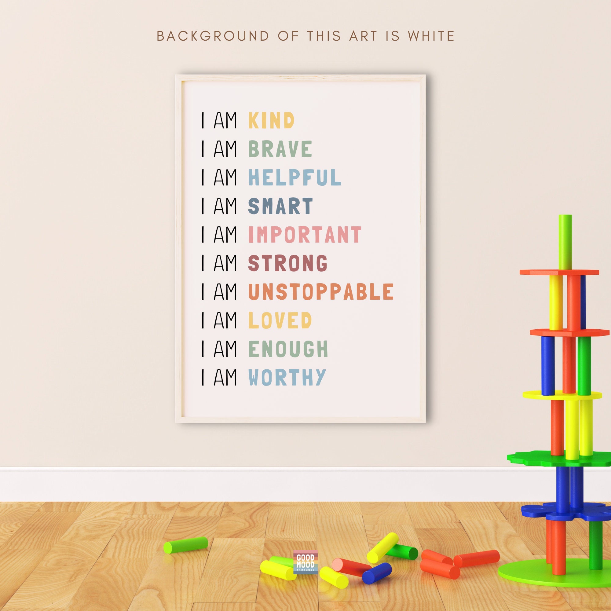 Rainbow Positive Affirmations for Kids Nursery Educational - Etsy