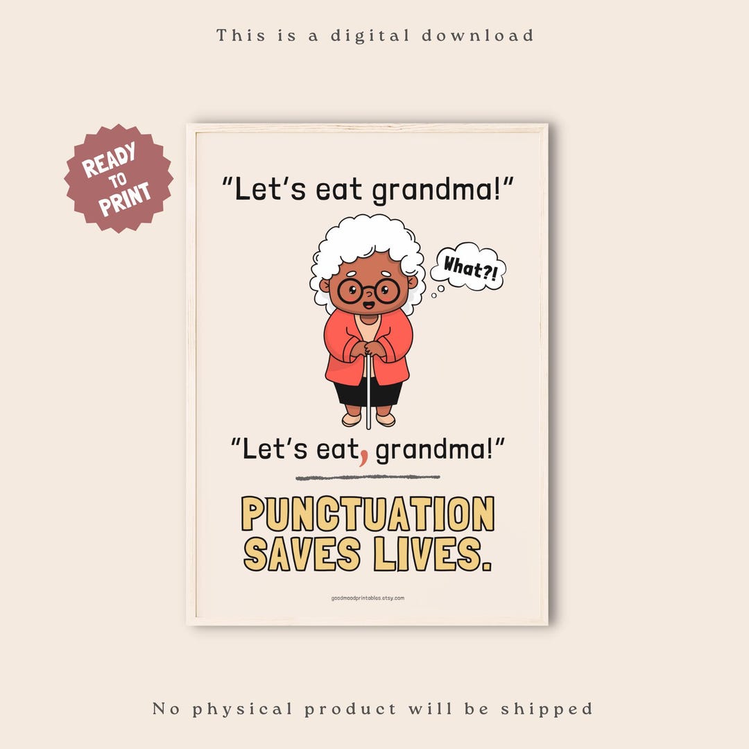 Funny English Classroom Poster, Grammar Punctuation Poster Decor ...