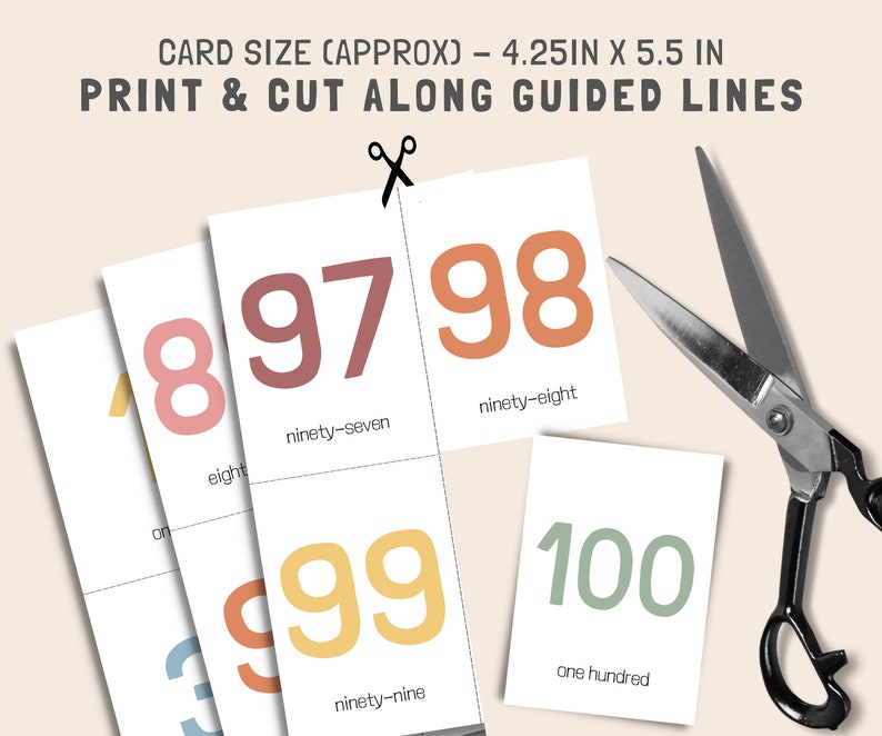 Number Flash Cards 1-100, Count to 100, Preschool Counting Flash Cards ...