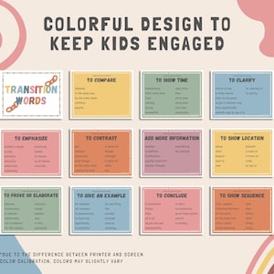 Transition Words and Phrases Mini Posters, Modern English Classroom ...