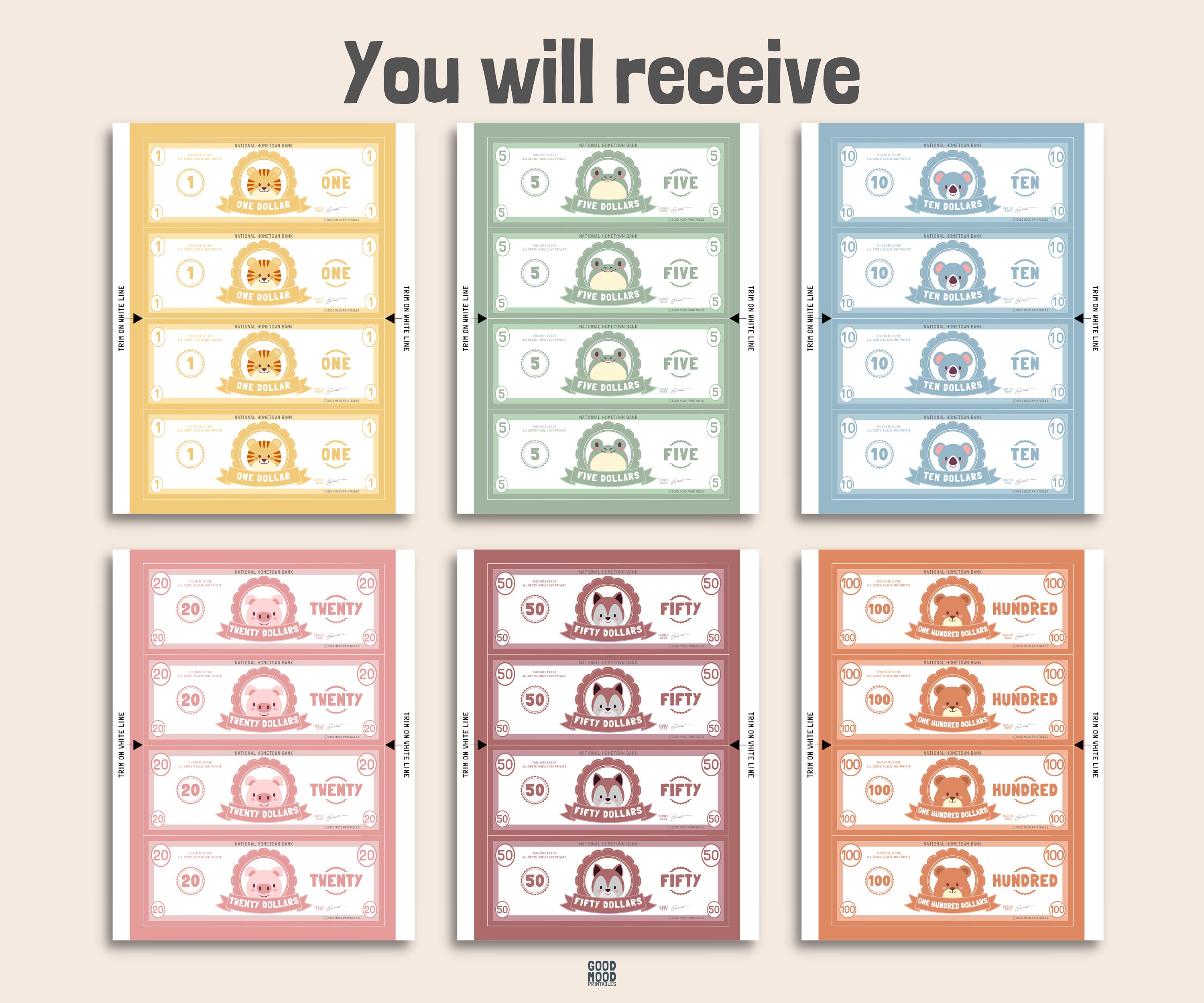 Play Money Printable, Pretend Play, Mom Bucks, Learning Money ...