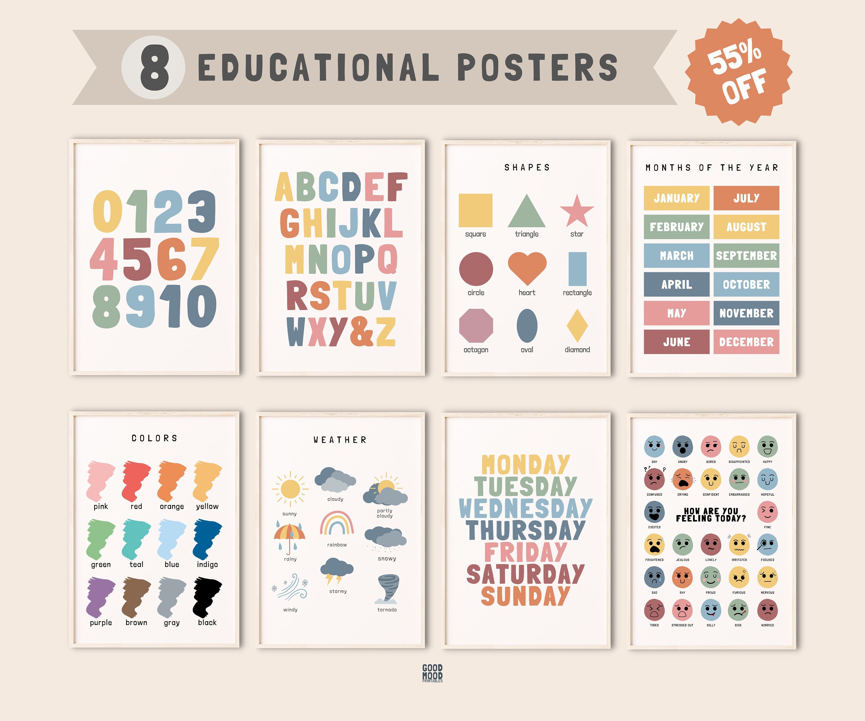 Set of Educational Posters, Montessori Classroom Decor,educational ...