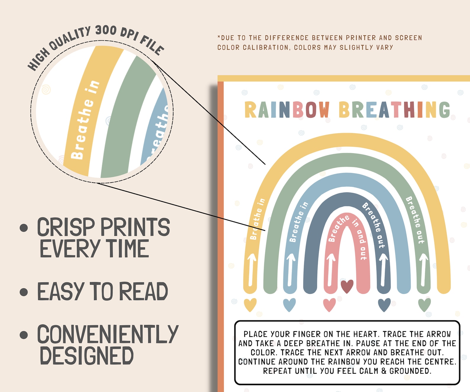 Rainbow Breathing, Deep Breathing, Grounding, Calm Down Strategies ...