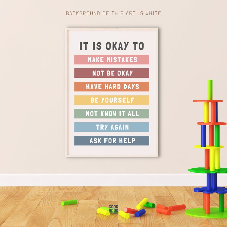 Feelings Poster, It's Ok to Make Mistakes Poster, Montessori Wall Art ...