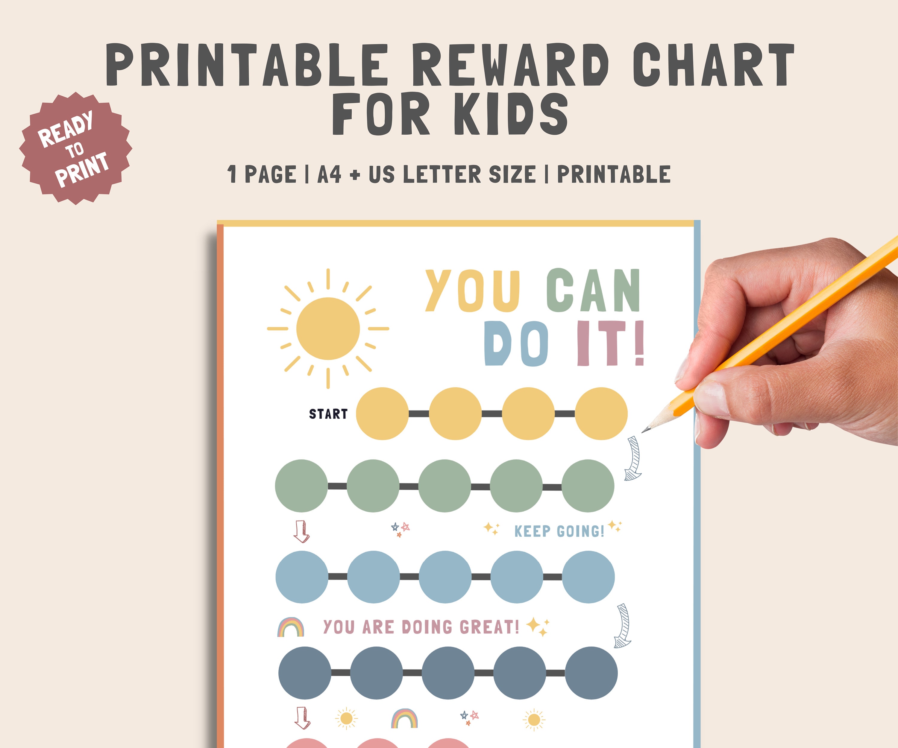 Reward Chart for Kids, Printable Rainbow Behaviour Chart, Daily Chore ...