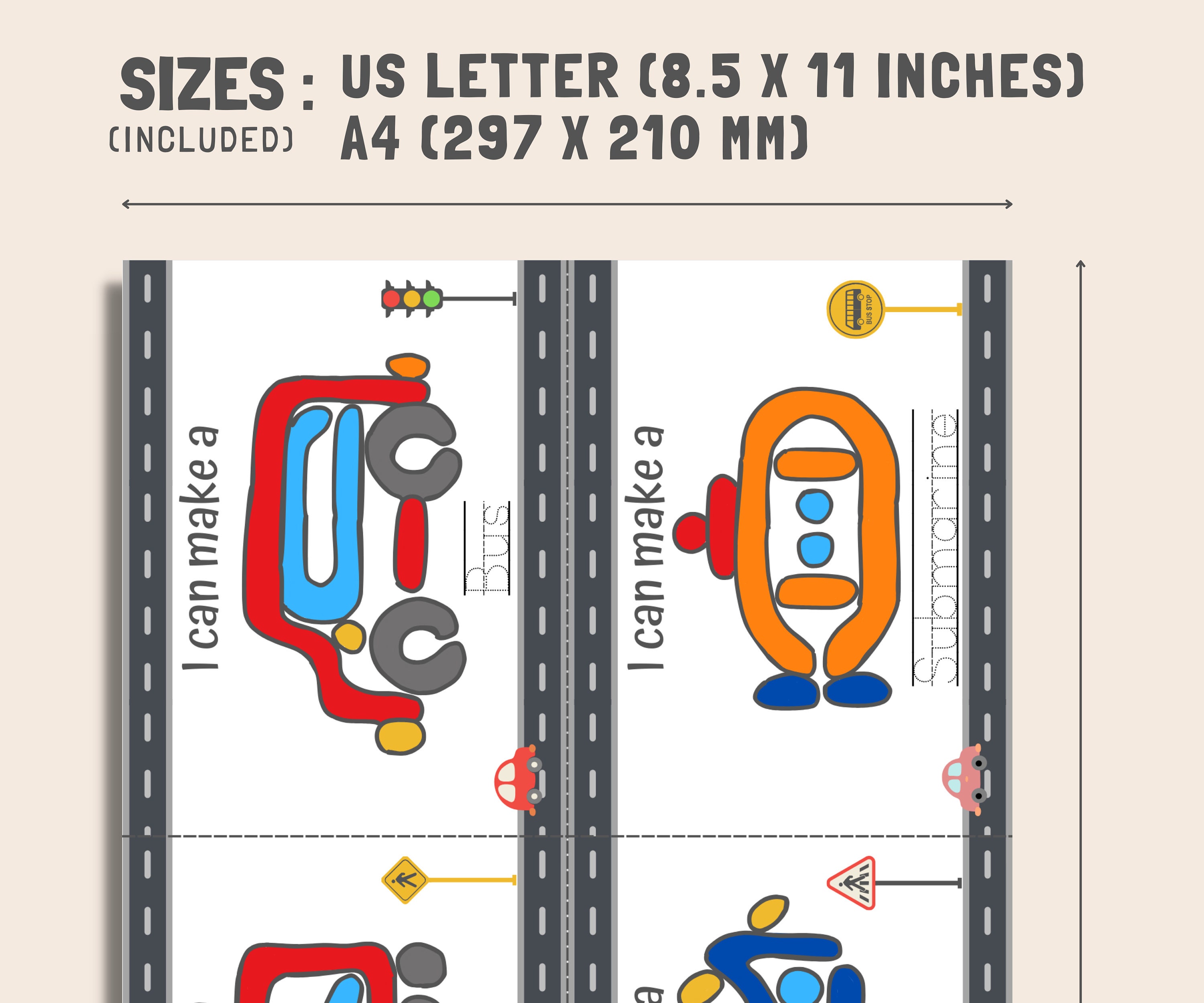 Transport Playdough Mats, Printable Toddler, Preschool Educational ...