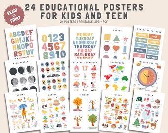 Set of Educational Posters, Montessori Classroom Decor,educational ...