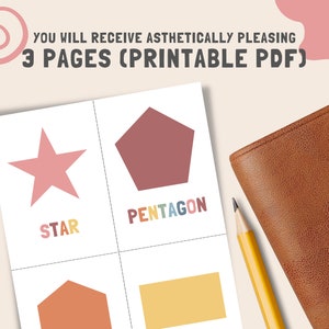 12 Shapes Flash Cards, Toddler Flashcards Printables, Montessori ...