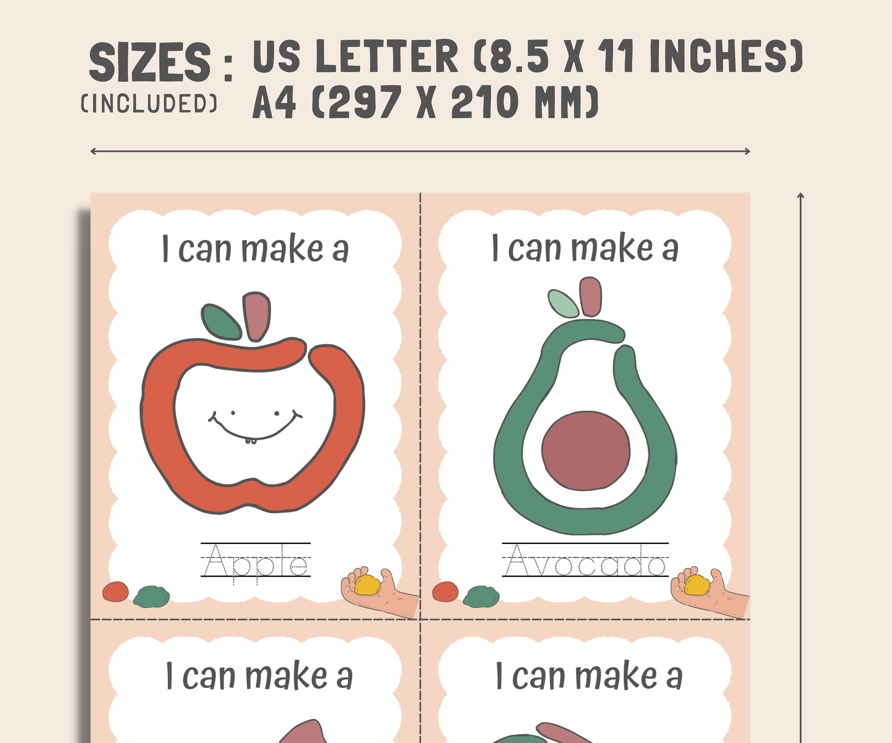 Fruits Playdough Mats, Printable Toddler, Preschool Educational ...