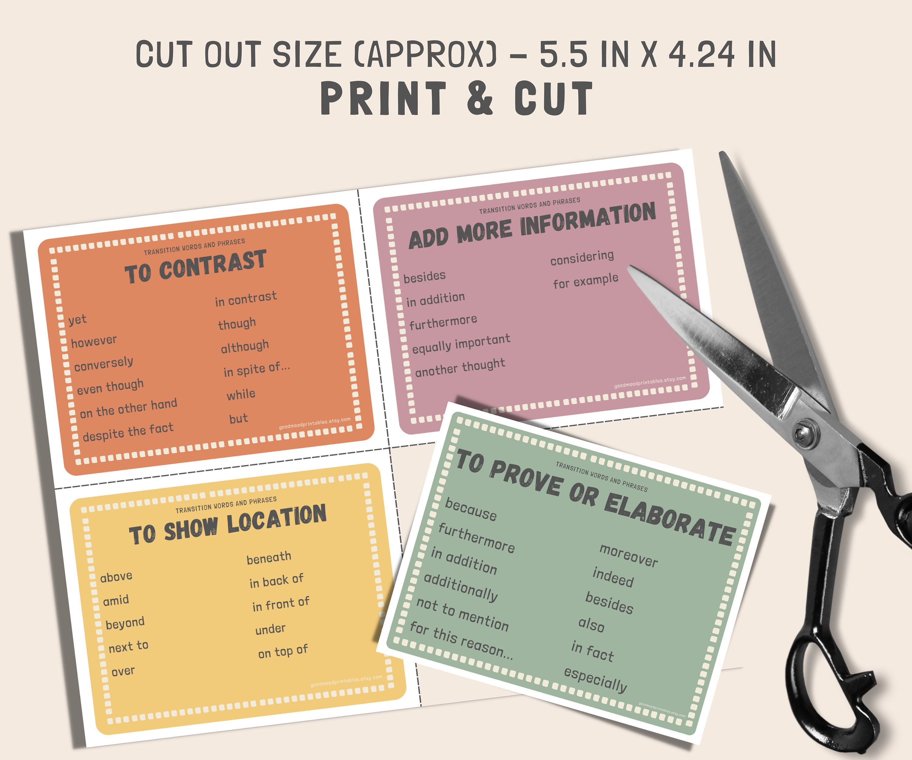 Transition Words and Phrases Mini Posters, Modern English Classroom ...