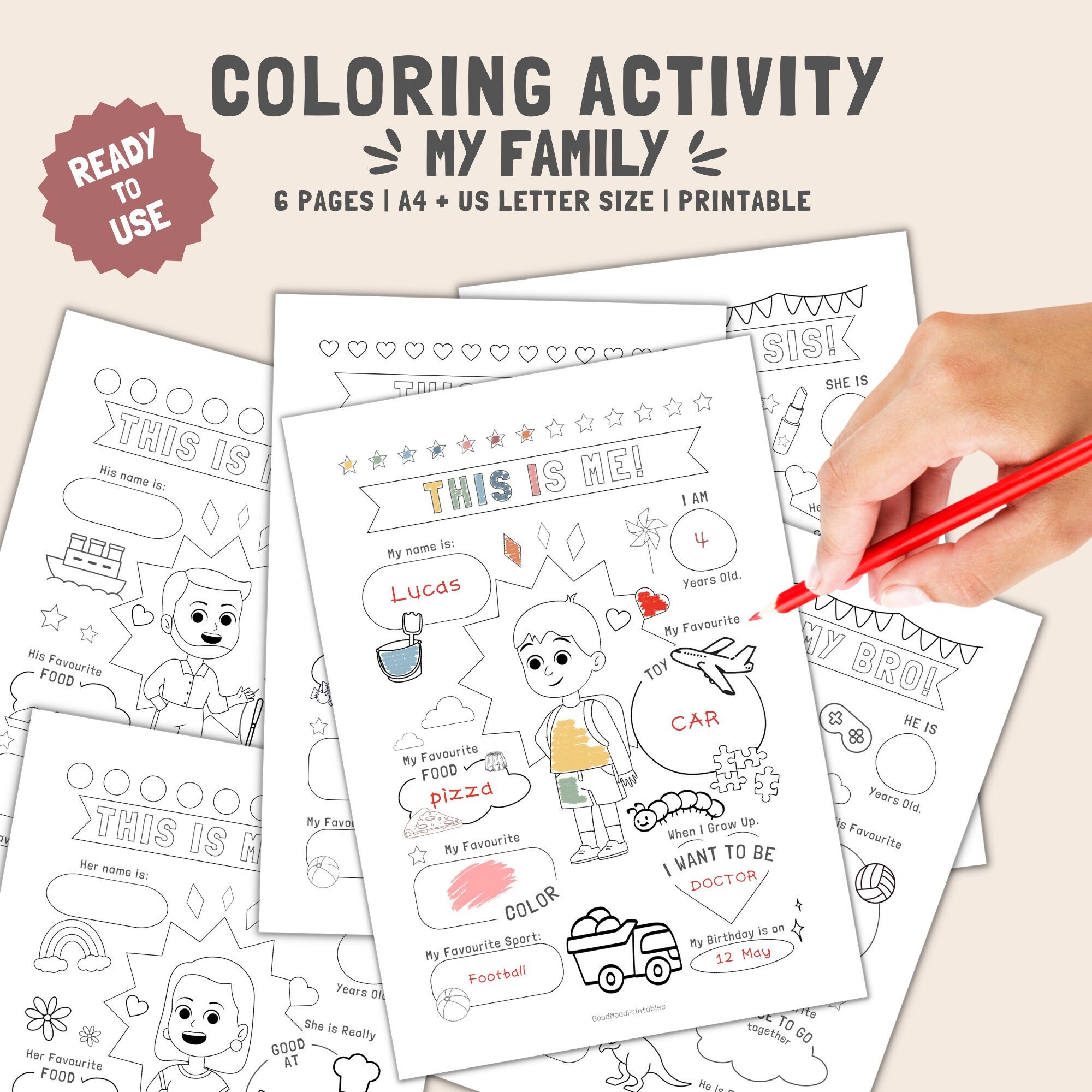 ALL ABOUT ME sheets for kids printable activity Writing - Etsy México