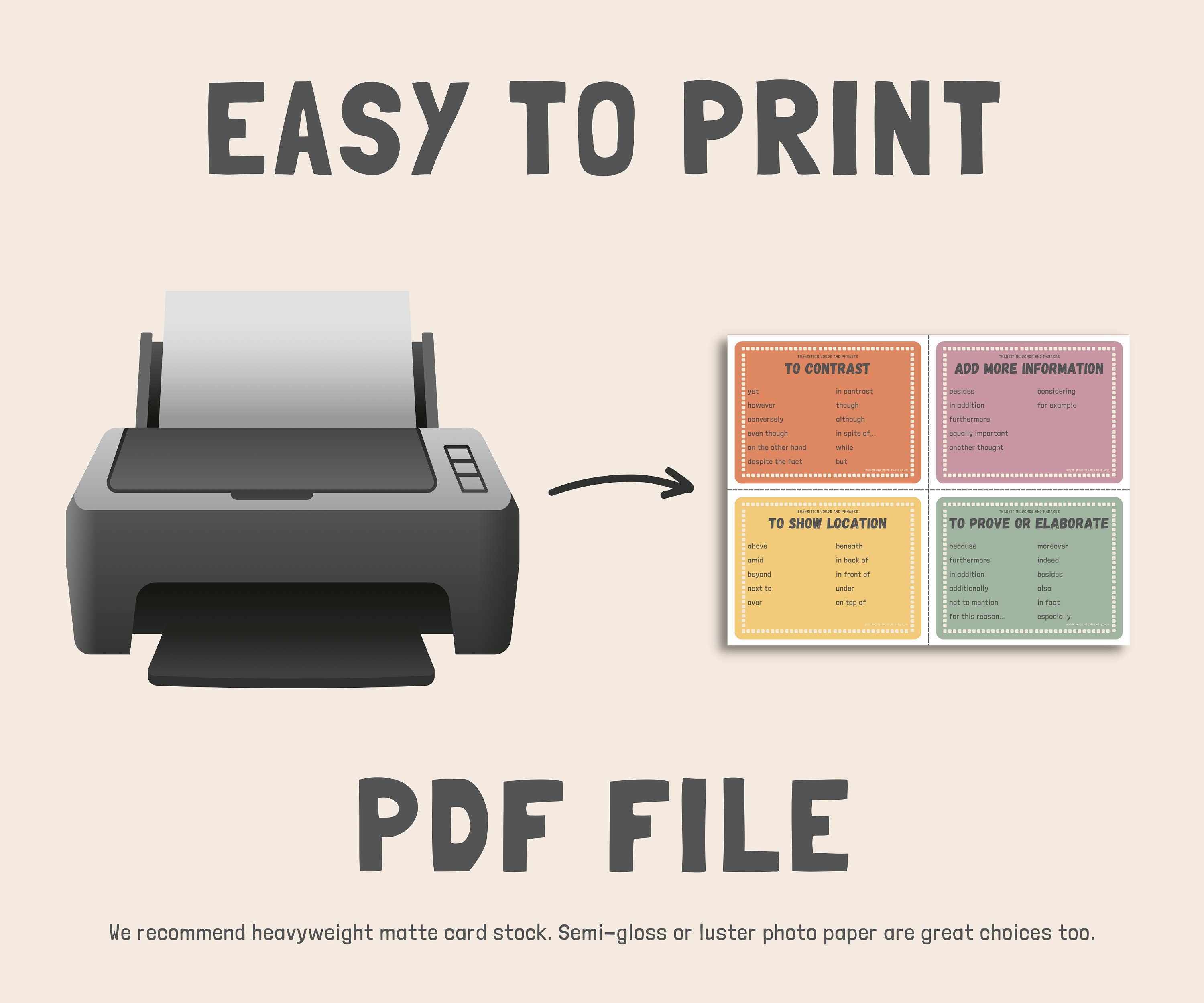 Transition Words and Phrases Mini Posters, Modern English Classroom ...