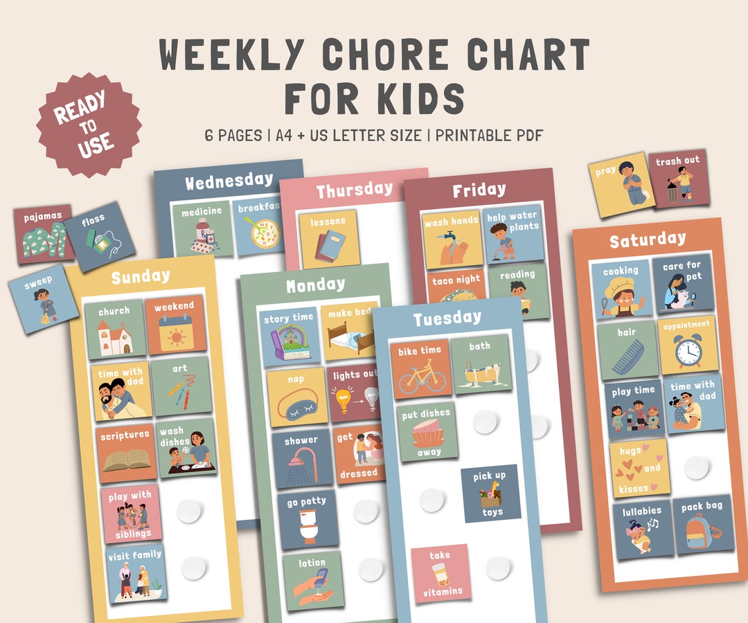 Chore Chart for Kids, Daily Routine, Montessori Printable Toddler ...