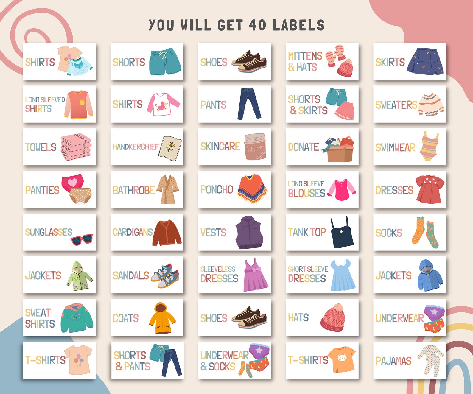 Kids Dresser Drawer Labels, Trofast Bin Labels, Visual Pictures ...